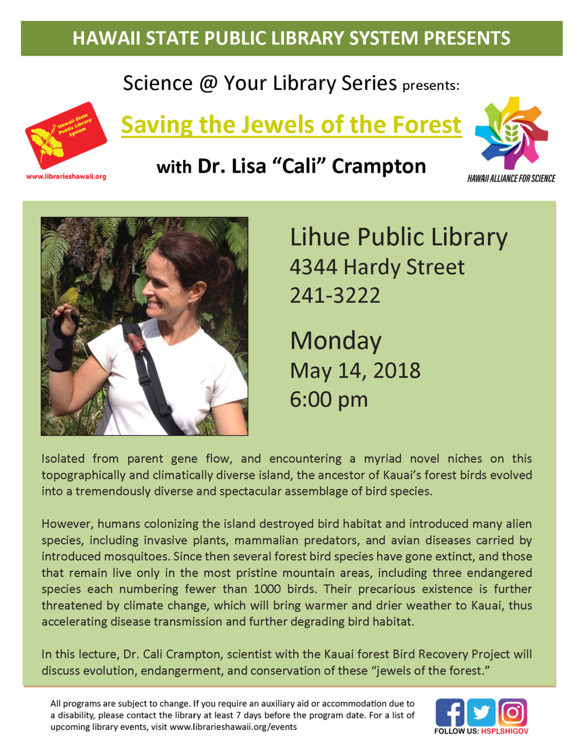 Saving the Jewels of the Forest, May 14th, Science at Your Library ...